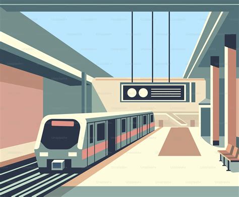 기차 한 대가 기차역에 들어서고 있습니다 벡터 Unsplash의 벡터 이미지