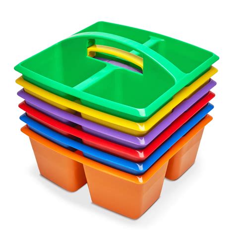 Really Good Stuff 163999 Four Equal Compartment Caddies Set Of 6 Assorted Colors Plastic