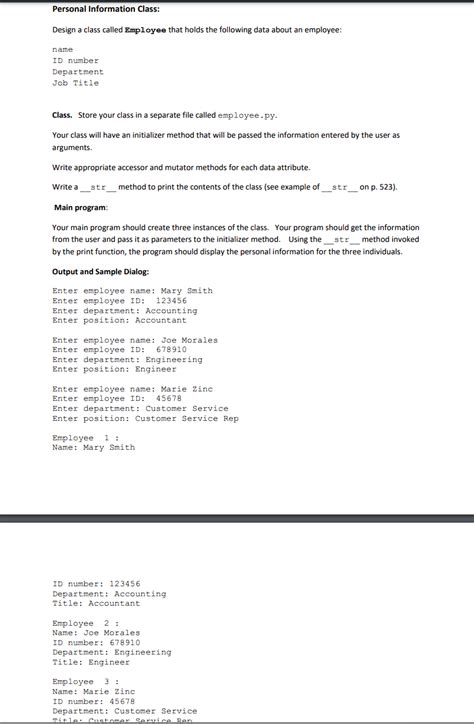 solved personal information class design a class called
