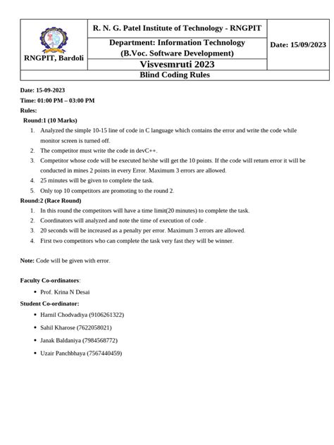 Blind Coding Rules Pdf