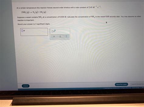 Solved At A Certain Temperature This Reaction Follows