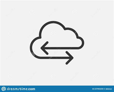 Technology Icon Vector Cloud Computing Connection Big Data Global Server Line Design Symbol