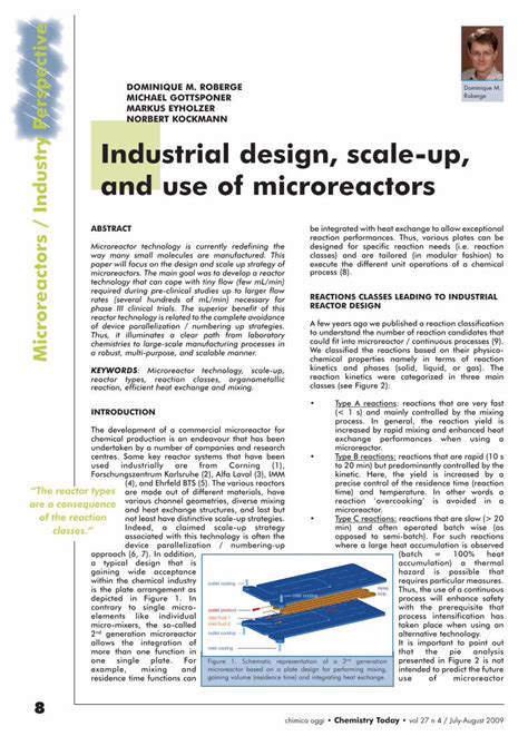 pdf industrial design scale up and use of microreactors dokumen tips