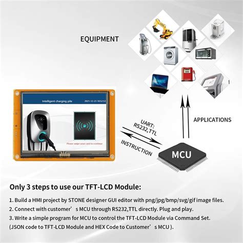 7 inch intelligent hmi serial tft lcd display with gui design software