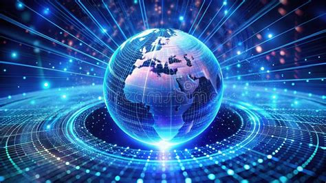 A Retrofuturistic 3d Earth Globe Immersed In A Network Of Binary Code