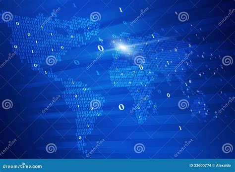 Digital Binary Code World Map Stock Illustration Illustration Of