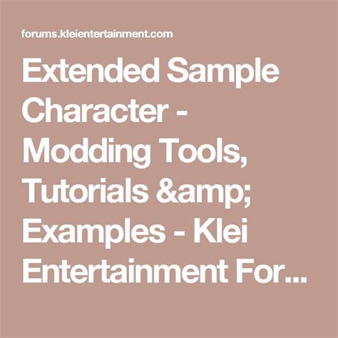 Extended Sample Character Modding Tools Tutorials And Examples Klei