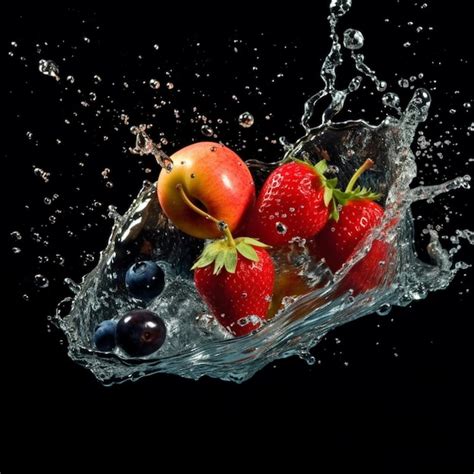 Premium Ai Image Fruit Floating In A Water With A Green Leaf On It
