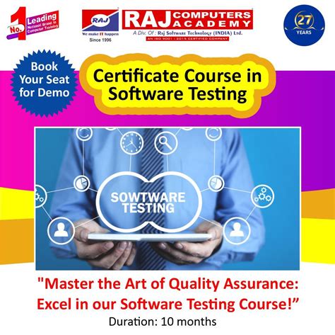 Join Raj Computers Academys Software Testing Course Rstil India