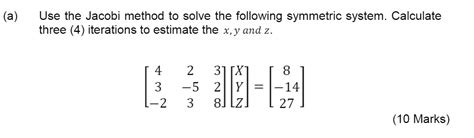 Solved A Use The Jacobi Method To Solve The Following Chegg