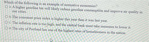 Solved Which Of The Following Is An Example Of Normative