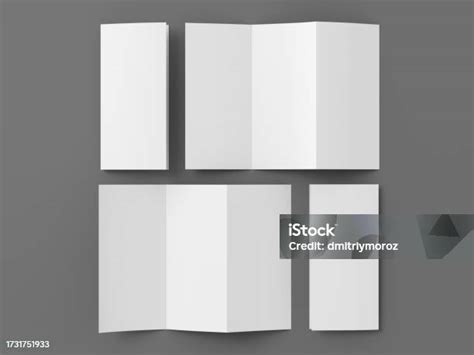 세로 페이지 아코디언 또는 지그재그 삼중 브로셔 모형은 회색 배경에 있습니다 패널 3개 리플릿 6페이지 0명에 대한 스톡 사진 및 기타 이미지 Istock