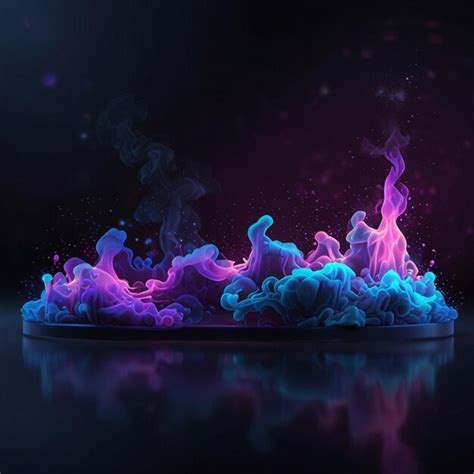 Neon Glowing Abstract Geometric Shapes Premium Ai Generated Image