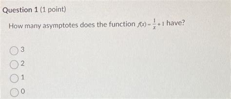 Solved How Many Asymptotes Does The Function F X X1 1 Have Chegg Com