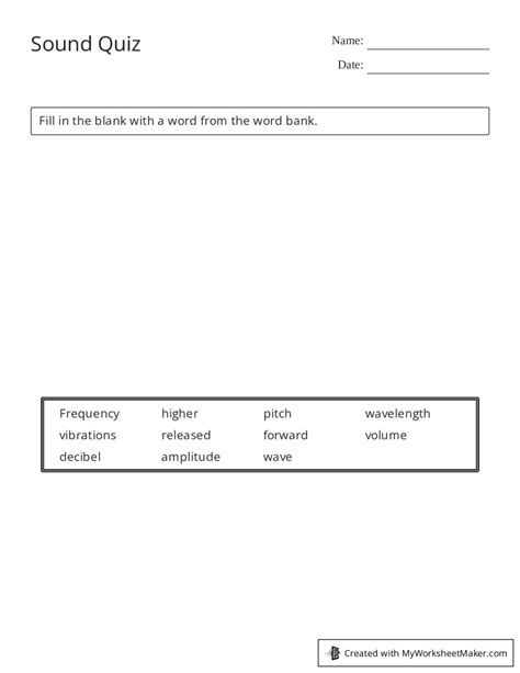 Sound Quiz My Worksheet Maker Create Your Own Worksheets