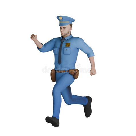 A Male Police Officer Is Running At A Fast Pace Indicating An Urgent
