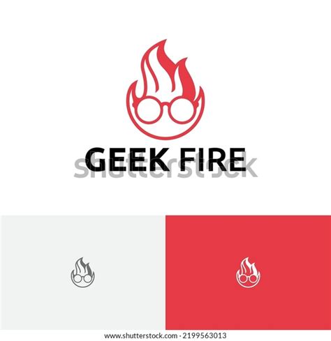 Geek Fire Nerd Flame Head Glasses Stock Vector Royalty Free