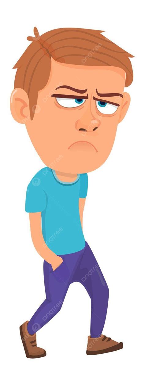 Cartoon Portrayal Of A Dejected Boy Taking A Stroll Vector Background