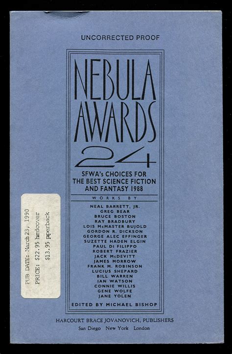 Nebula Awards 24 Sfwas Choices For The Best Science Fiction And Fantasy 1988 By Bishop