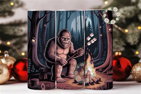 Bigfoot Campfire 20oz Tumbler Wrap Graphic By Whiteflower · Creative