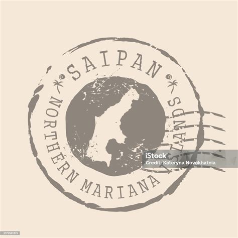 Stamp Postal Of Saipan Island Map Silhouette Rubber Seal Design Retro