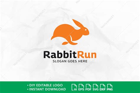 Simple Flat Running Rabbit Logo Design Graphic By Nuriyanto51