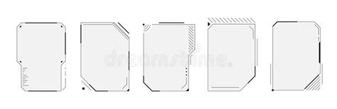 Hud Digital Futuristic User Interface Square Vertical Frame Set Sci Fi High Tech Screens