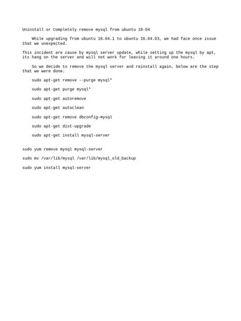Uninstall Mysql Server Pdf
