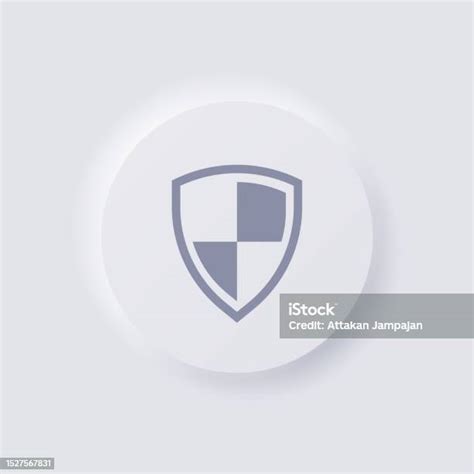 방패 아이콘 웹 디자인을 위한 White Neumorphism 소프트 Ui 디자인 응용 프로그램 Ui 등 버튼 벡터 3차원 형태에 대한 스톡 벡터 아트 및 기타 이미지