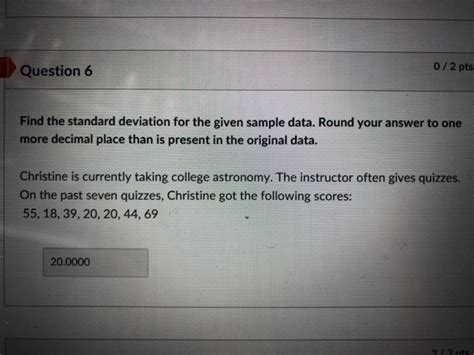 Solved Pts Question Find The Standard Deviation For Chegg