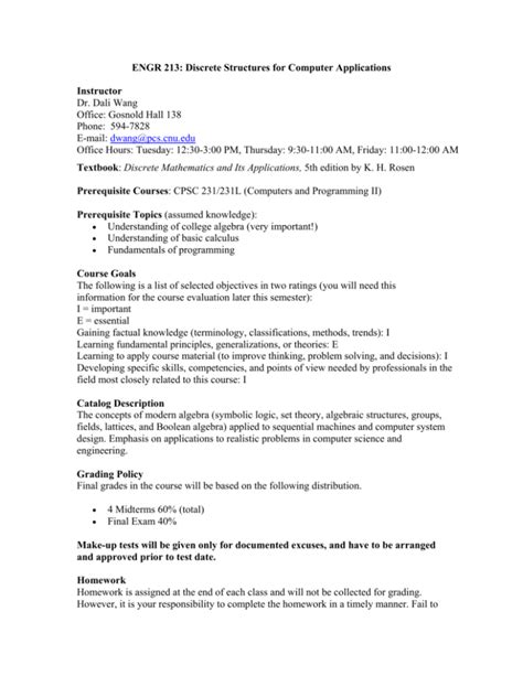 Engr 213 Discrete Structures For Computer Applications Instructor