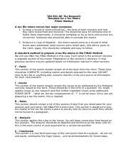 FIRAC Method Docx TAX 861 AE Tax Research Template For A Tax Memo FIRAC Method A Tax File