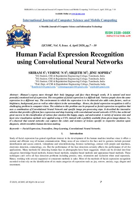 Pdf Human Facial Expression Recognition Using Convolutional Neural