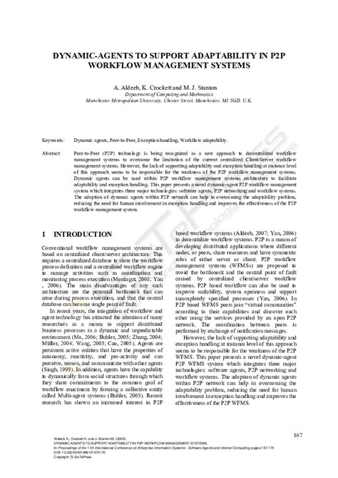 Pdf Dynamic Agents To Support Adaptability In P2p Workflow Management