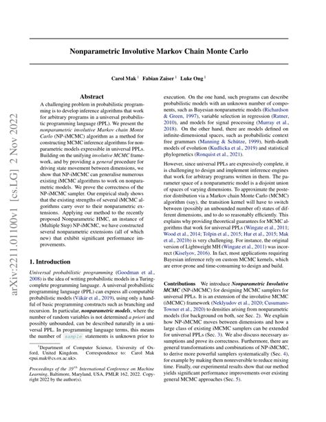 Pdf Nonparametric Involutive Markov Chain Monte Carlo
