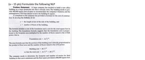solved a 15 pts formulate the following nlp problem