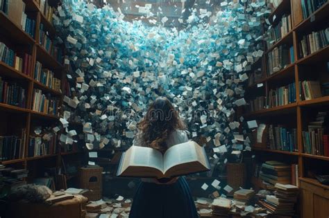 Exploring The Majesty Of Towering Library Shelves And Fluttering Book