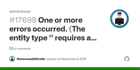 One Or More Errors Occurred The Entity Type Requires A Primary Key