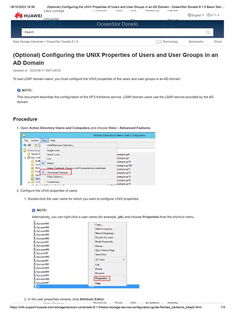Optional Configuring The Unix Properties Of Users And User Groups In An Ad Domain Pdf File