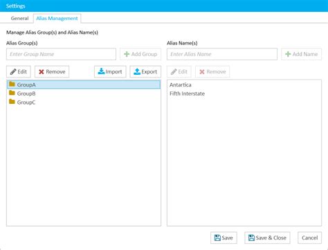 manage aliases