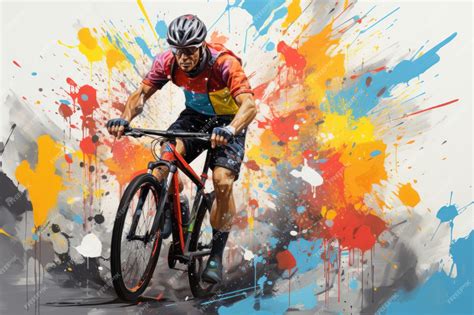 Premium Ai Image Abstract Modern Digital Colorful Art Made With Foot Bicycle Rider With