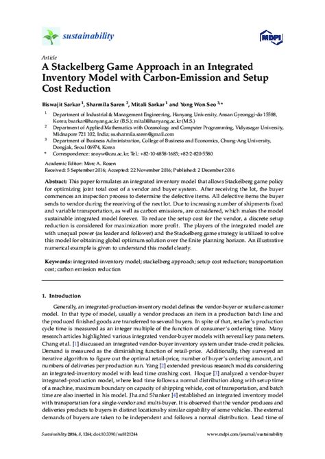 Pdf A Stackelberg Game Approach In An Integrated Inventory Model With