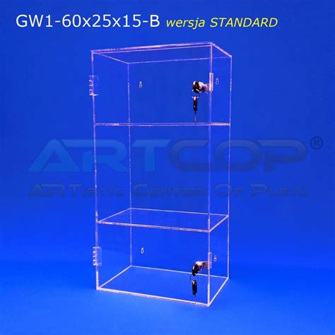 Plexiglass Wall Mounted Display Cabinet 60x25x15cm 4mm Plexiglass Version B Artcop