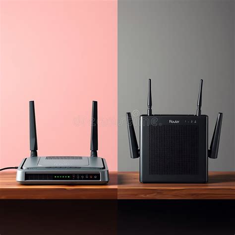 A Creative Image Showing The Evolution Of Routers With An Old Router Next To A Sleek Modern One A Creative Image Showing The Evolution Of Routers With An Old Router Next To A Sleek Modern One