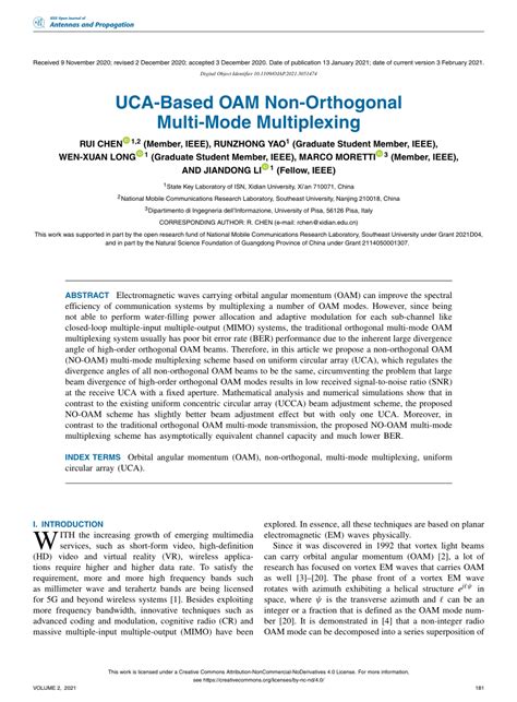 Pdf Uca Based Oam Non Orthogonal Multi Mode Multiplexing