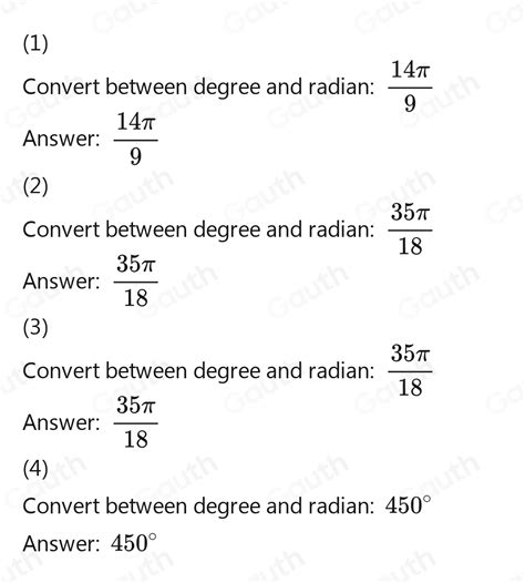 Solved Ejercicio Convierte de grados a radianes y de radianes a grados los siguientes ángulos