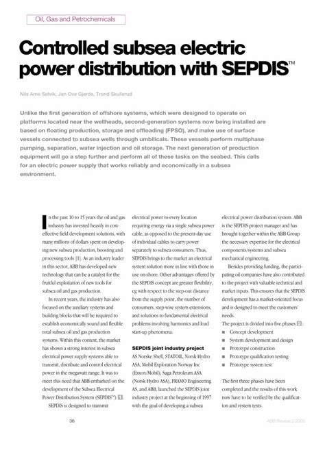 Pdf Controlled Subsea Electric Power Distribution With Sepdis™ I Dokumen Tips