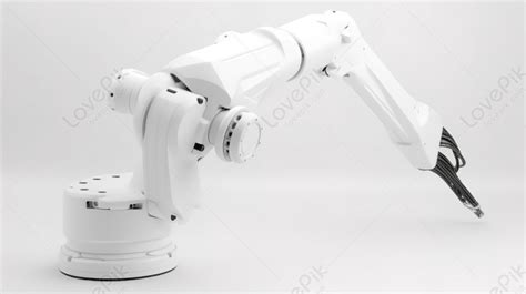 빈 흰색 배경에 로봇 팔의 3d 렌더링 3d 배경 산업 기계 배경 기계 팔 배경 이미지 Hd 3d 산업 기계 기계 팔