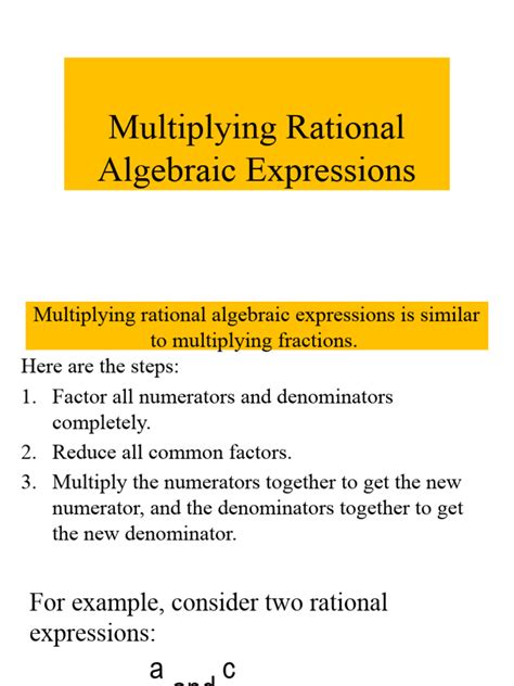 Multiplying Rational Algebraic Expressions2023pptx Pdf
