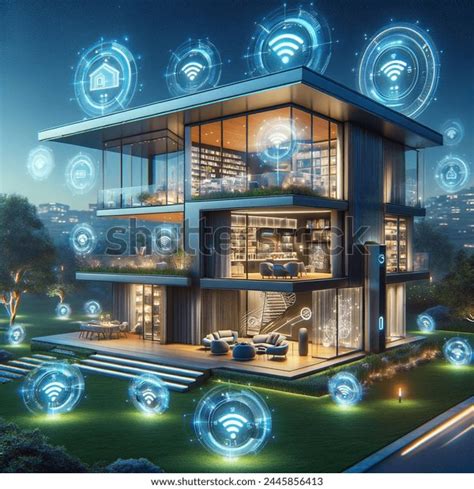 Smarthome Controlled Futurist House Wifi Icons Ai Generated Image